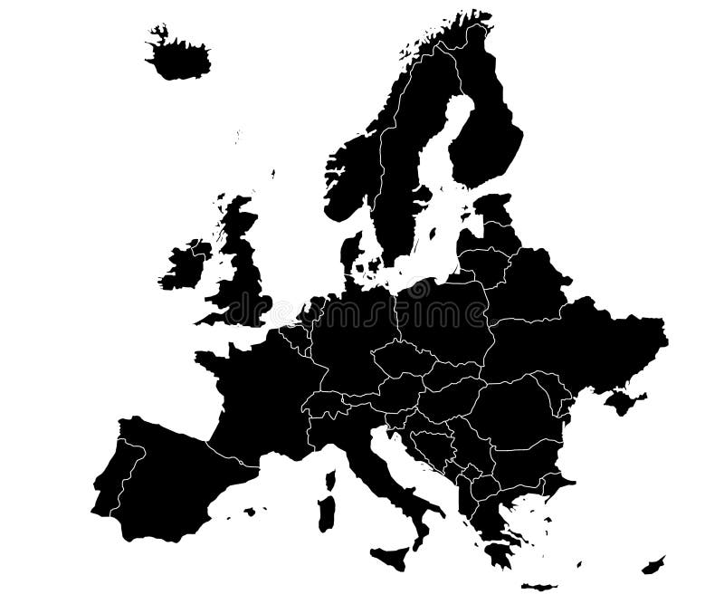 Europe Map Outline and Solid. Sketch Line Art Map of Europe with ... Europe Map Outline and Solid. Sketch Line Art Map of Europe with ...