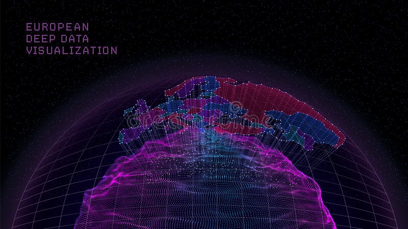 Europe Map from Particles. Wave of Data from Nodes. Vector Abstract ...
