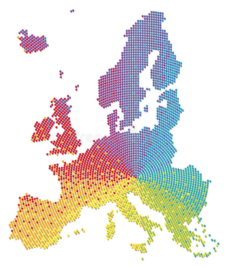 Europe Map Rainbow Colored Pattern Colorful Balls Stock Vector ...
