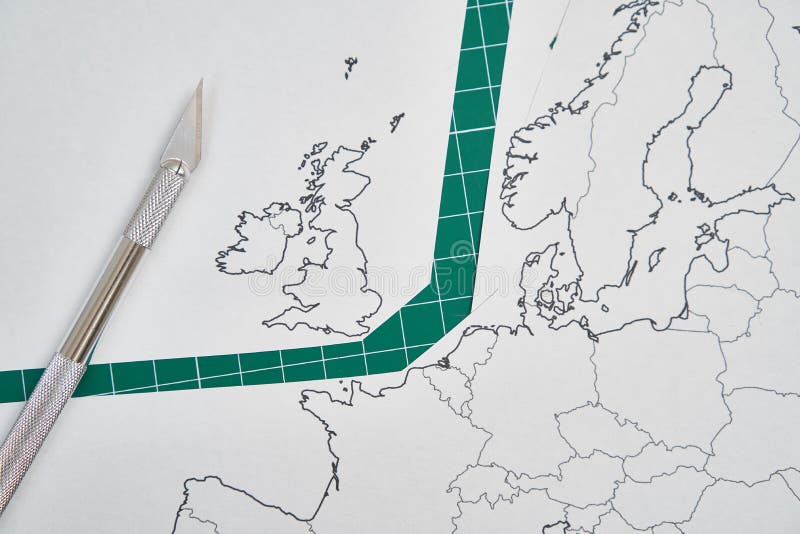 Europe Map with a Ruler and a Cutter Stock Photo - Image of country ...