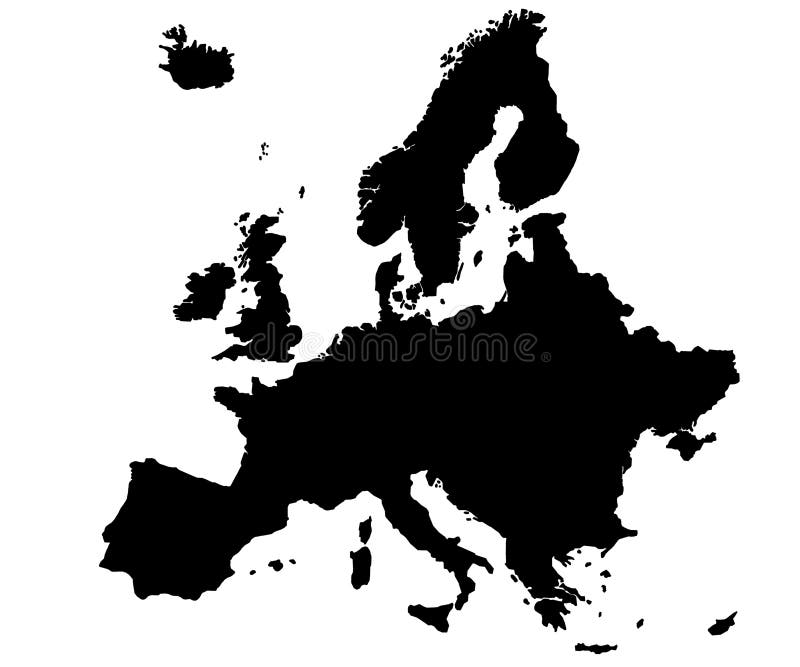 Europe Map Solid. Sketch Line Art Map of Europe Stock Illustration ...
