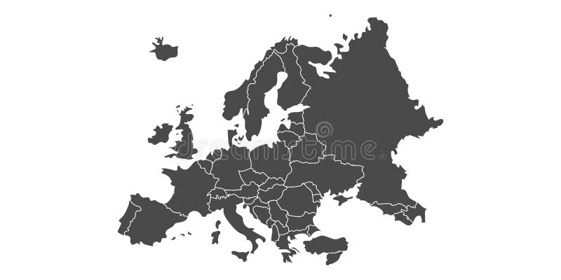 Europe Map Vector with Country Borders Stock Illustration ...