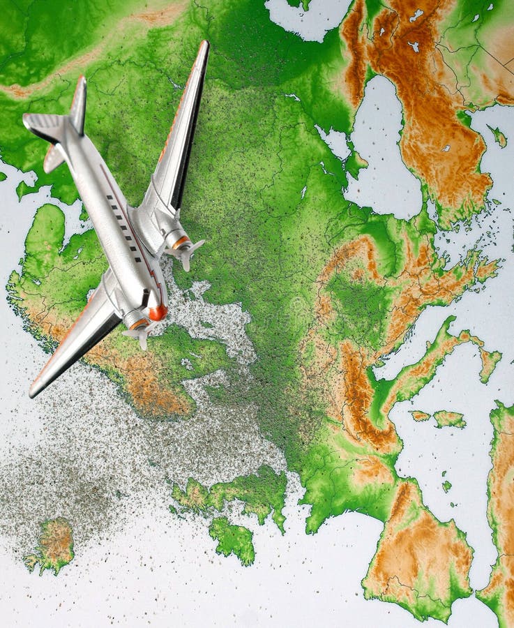 Europe Map with Volcano Dust 2 Stock Image - Image of dust, aircraft ...