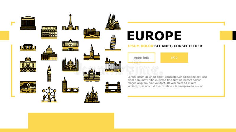 Europe Monument Construction Landing Header Vector Stock Vector ...