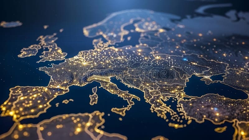 Europe at Night, City Lights Mapping National Borders, Global ...
