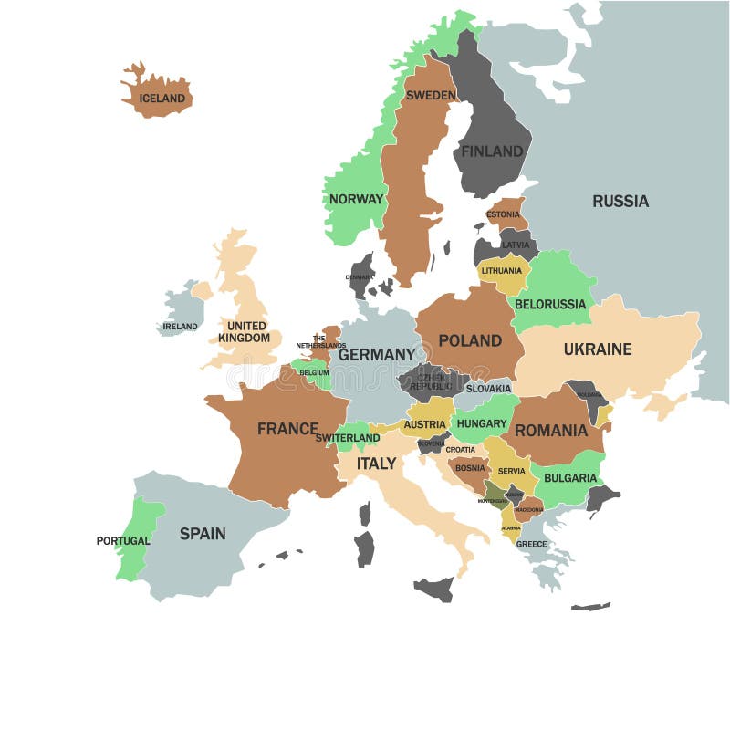 Europe - Color Political Map of Europe Stock Illustration ...