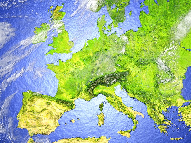 Europe on Realistic Model of Earth Stock Illustration - Illustration of ...