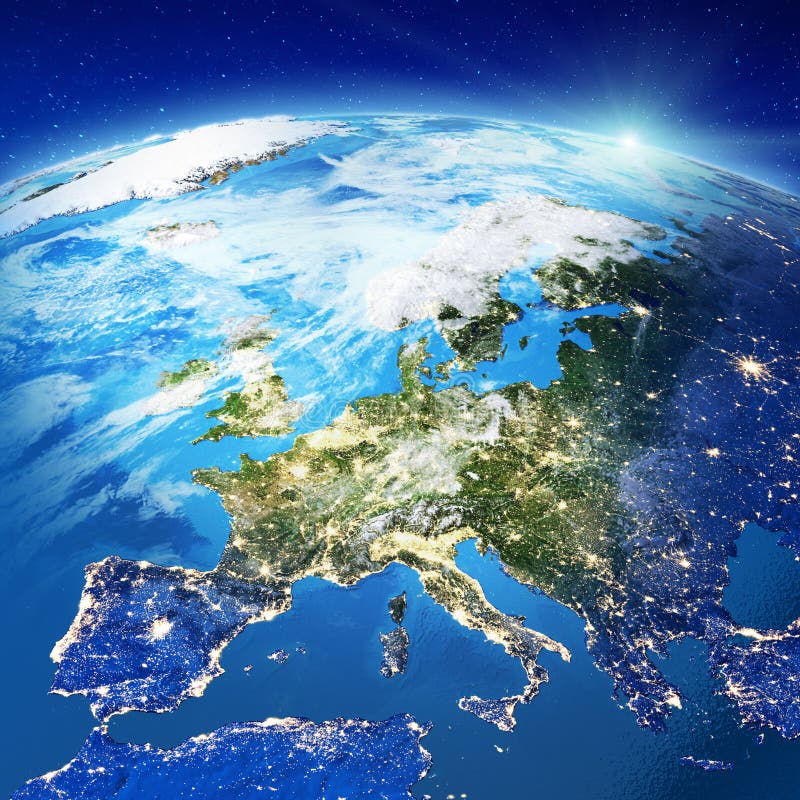 Europe from space stock illustration. Illustration of ecology - 8149059
