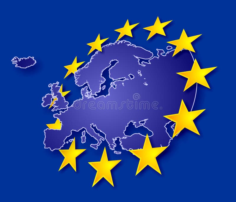 Europe with stars stock illustration. Illustration of star - 1284994