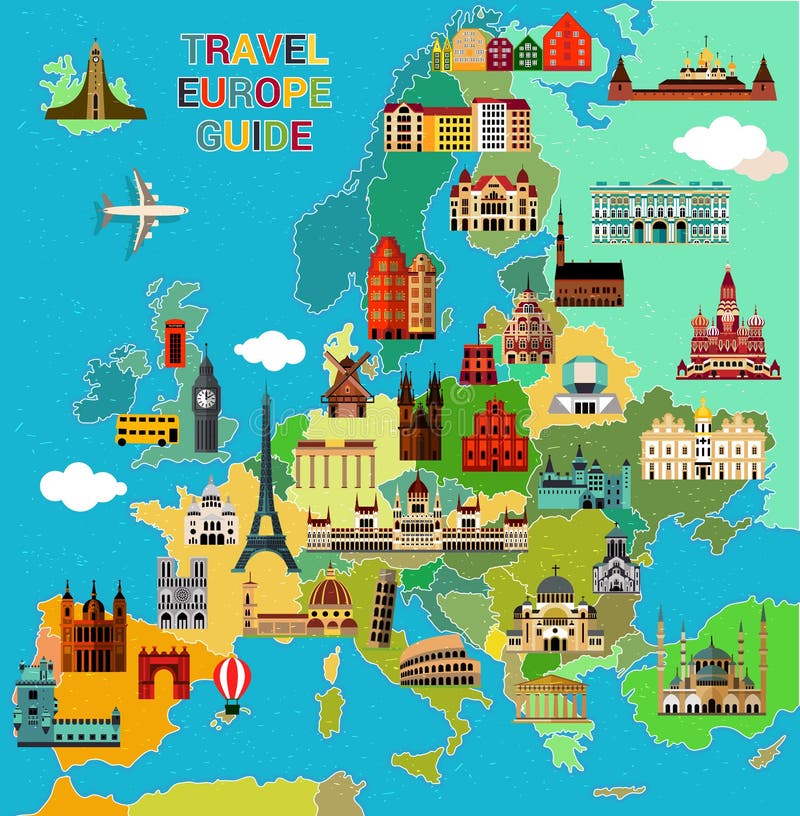 Europe Travel Map. stock vector. Illustration of russia - 95515575