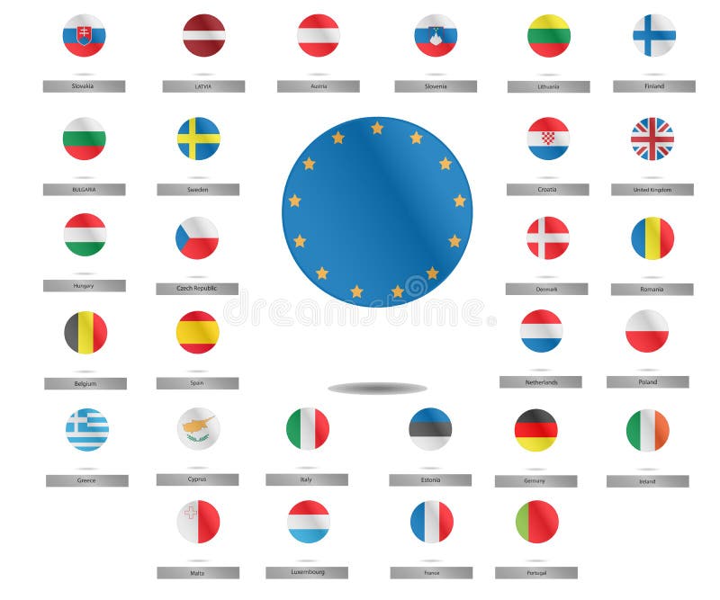 Europe Round Flag Icon. Round World Flags Vector Illustration Icons Set ...