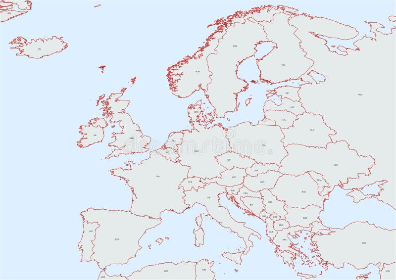 Europe - Vector Editable Map with All Countries Stock Vector ...