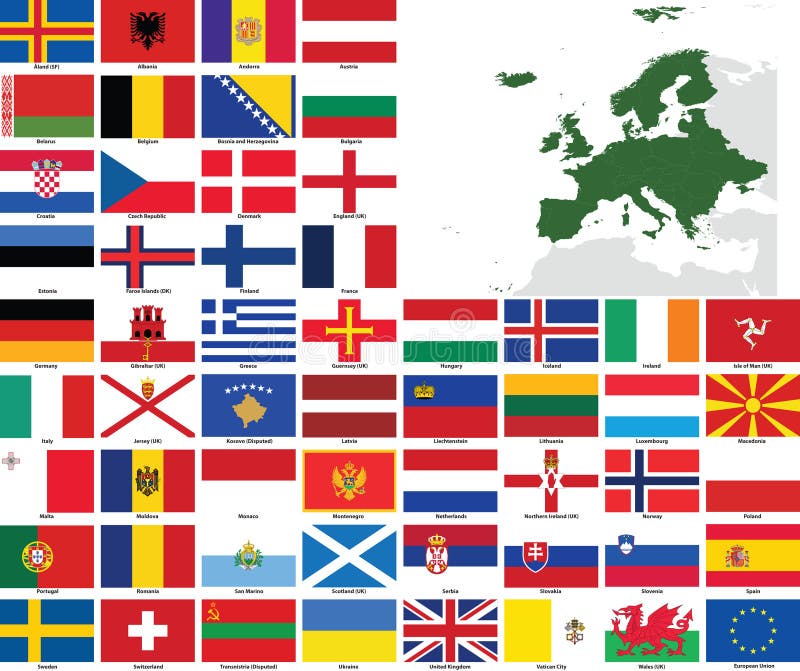 Europe Vector Flags and Maps Stock Vector - Illustration of country ...