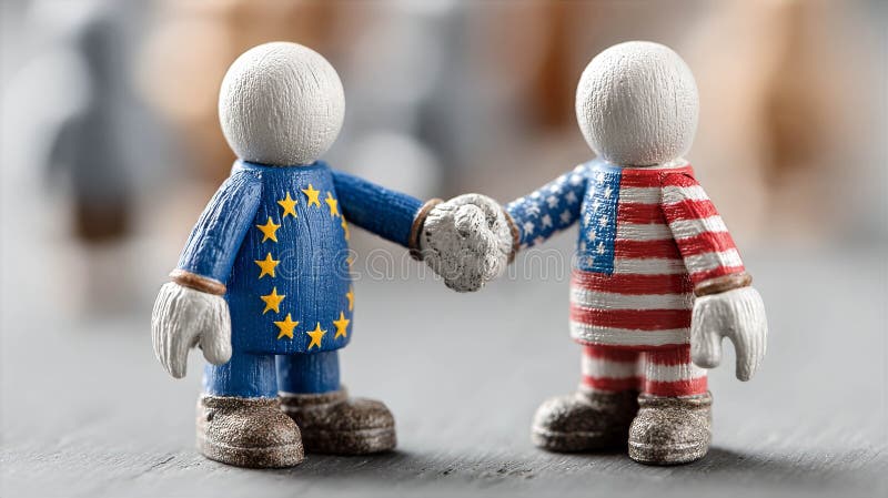 European and American Figures Shaking Hands Representing International ...