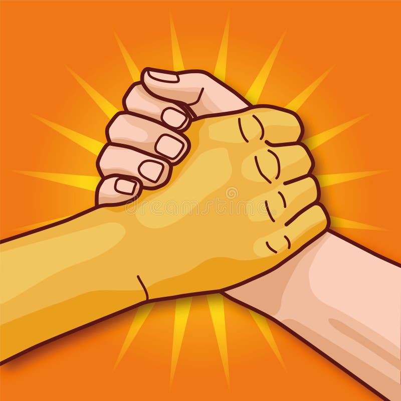 European and Asian Hand while Handshake and Togetherness Stock Vector ...