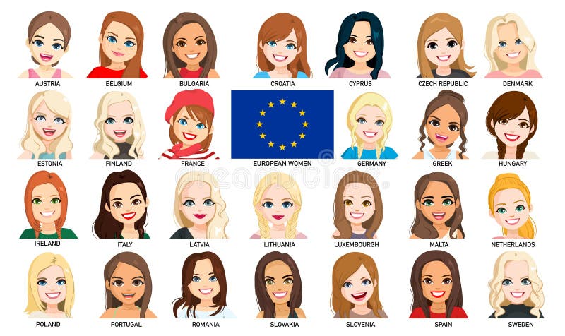European Avatar Women Face stock vector. Illustration of czechia ...