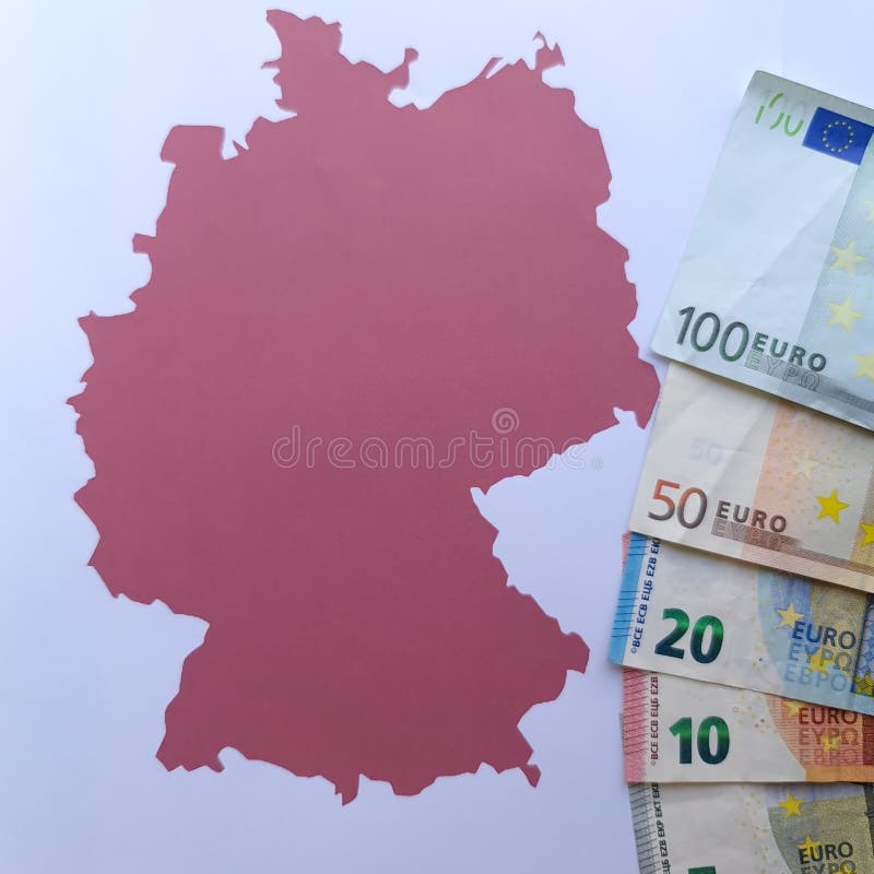 European Banknotes and Background with Germany Map Silhouette Stock ...