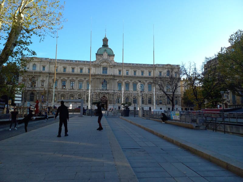 European Building in Marseille and People Having Fun Editorial Image ...
