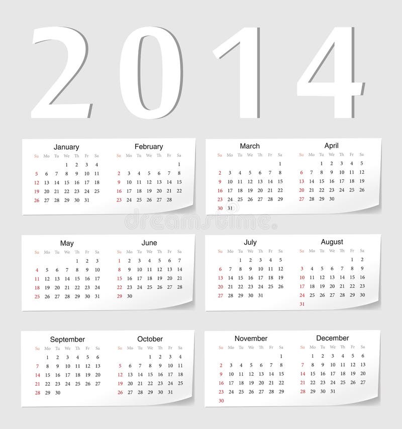 Set of European 2014, 2015, 2016, 2017 Calendars Stock Vector ...