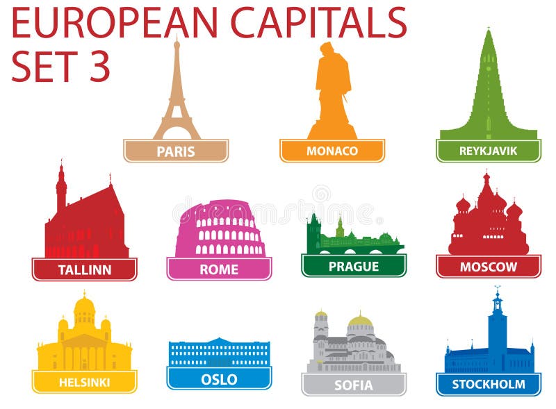 European capital symbols stock vector. Illustration of europe - 16364826