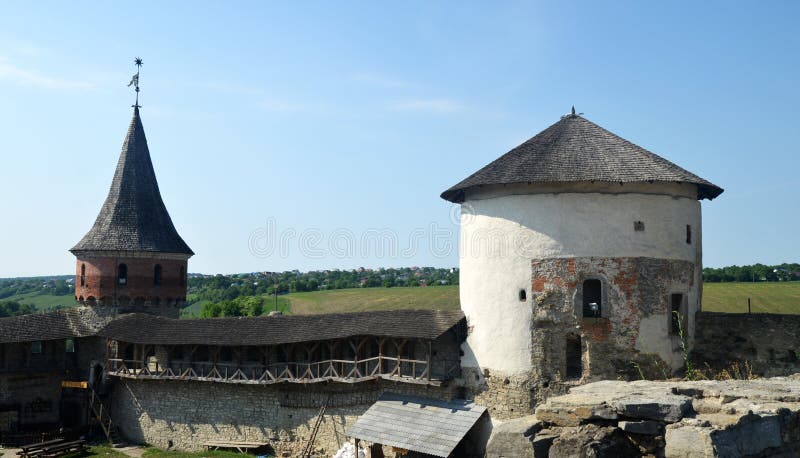 European castle yard stock image. Image of fence, nice - 55068005