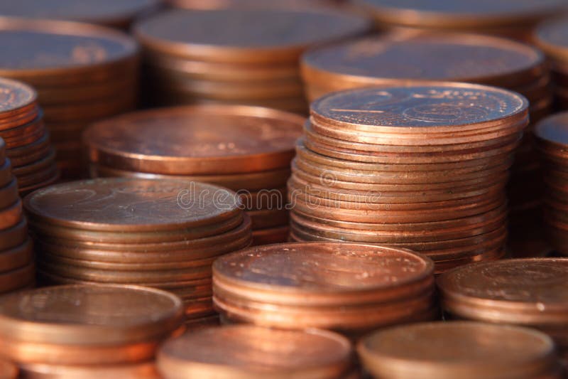 European Cent Coins Stacked and Grouped Stock Image - Image of finance ...