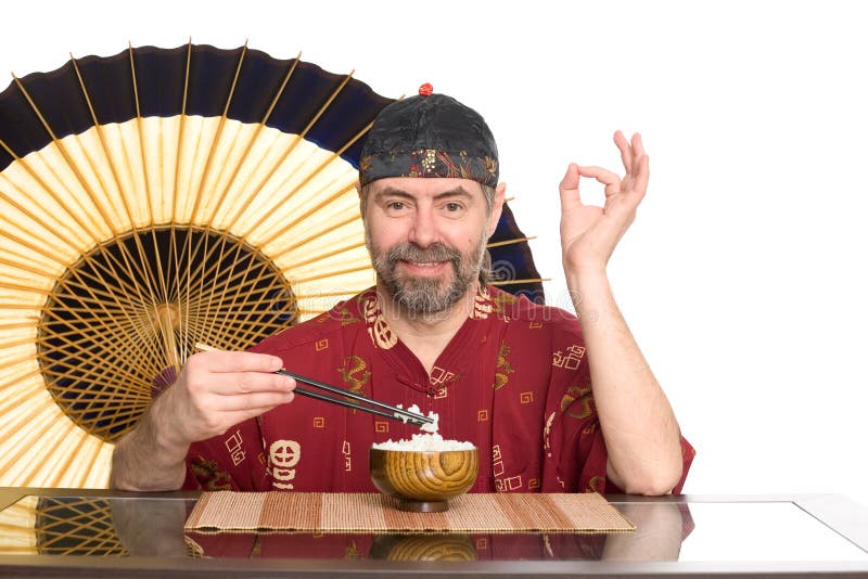 European in Chinese Attire Eating Rice Stock Image - Image of ...