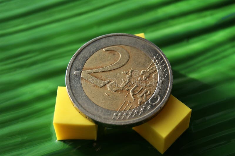 European Coin Reverse. Used 2 Euro Coin. Stock Image - Image of indoors ...