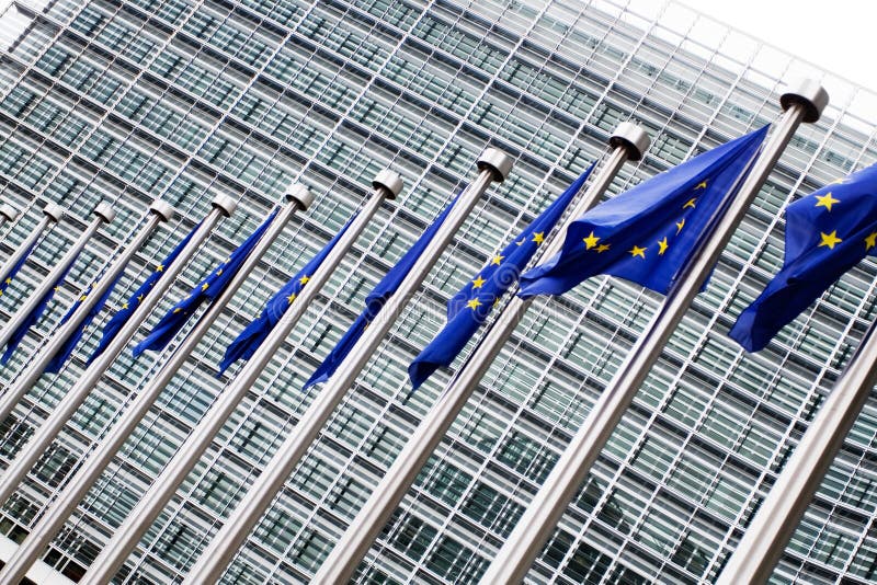 European Commission with EU Flags Stock Image - Image of commission ...