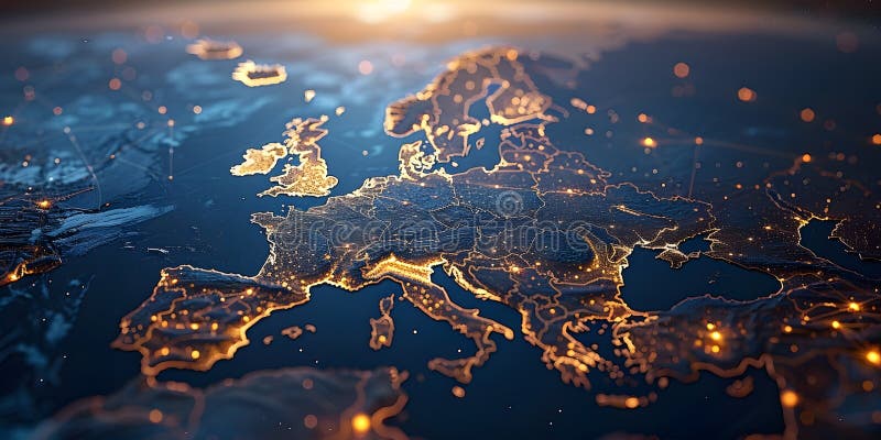 European Continent Map Illustration - Digital Artwork Stock ...