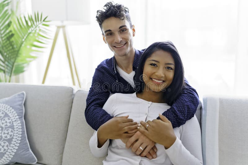 European Couple in Living Room Having Fun on the Sofa Stock Photo ...
