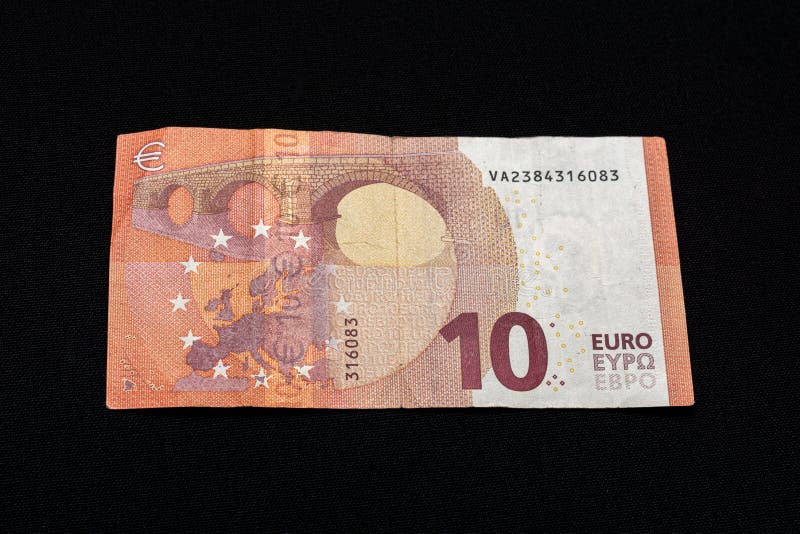 European Denomination of Ten Euros on Black Background Stock Image ...