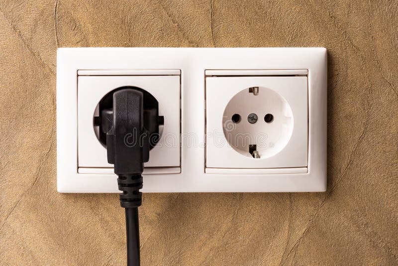 European Double White Electrical Outlet Socket, Device Connected ...