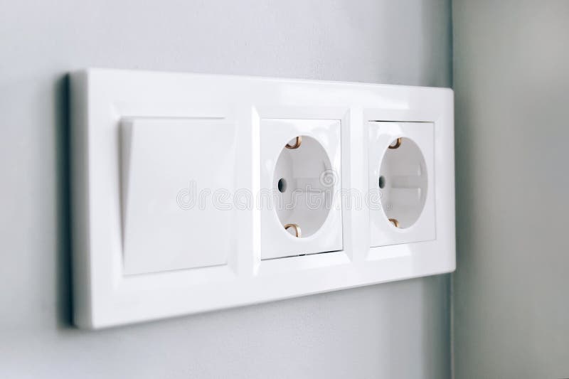 European Electrical Outlets and Switch Stock Image - Image of modern ...