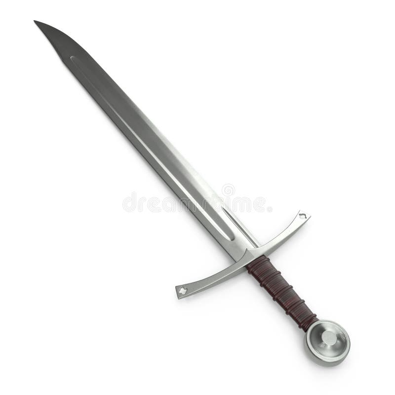 European Falchion Sword on White. Top View. 3D Illustration Stock ...
