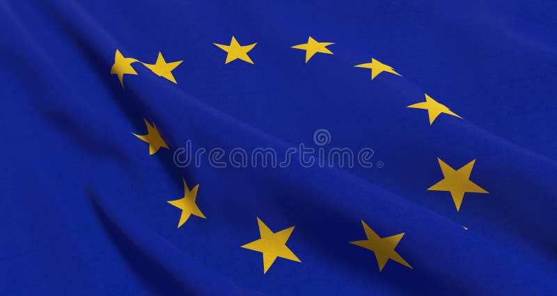 European Flag, Laid and Folded with Fabric Texture Stock Illustration ...