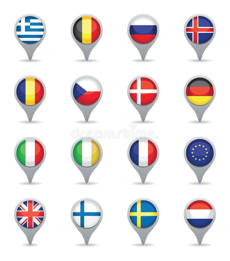Round Pointer Flags World Top 25 States Set1 Stock Vector ...