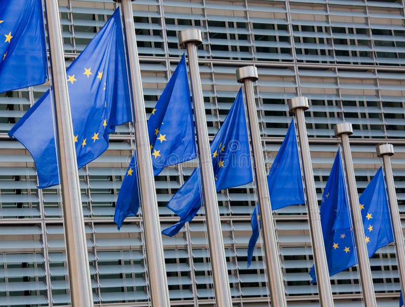 European Commission with EU Flags Stock Image - Image of commission ...