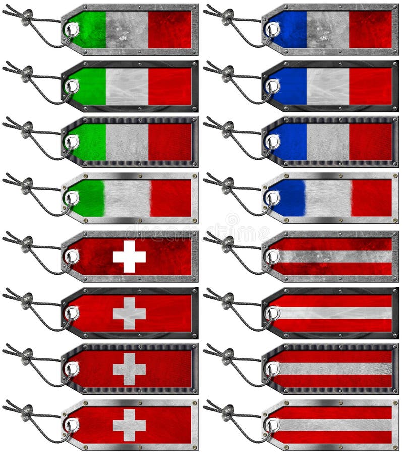 European Flags Set of Grunge Metal Tags Stock Illustration ...