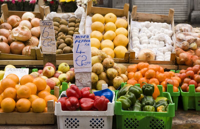 European Fruit and Vegetable Stand Stock Photo - Image of fresh, fruit ...