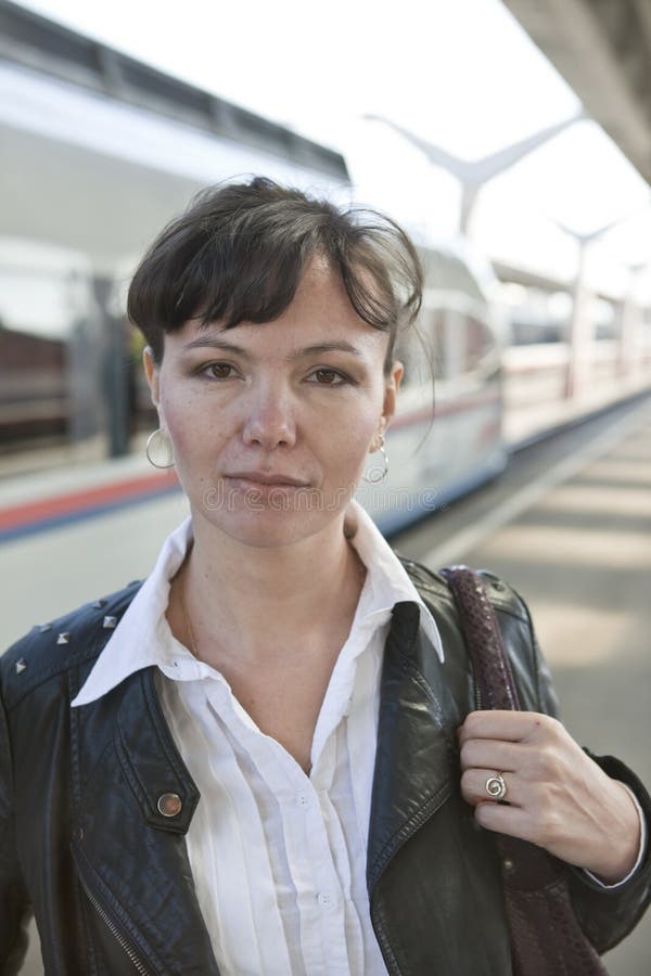 The European Girl and Train Stock Image - Image of female, beautiful ...