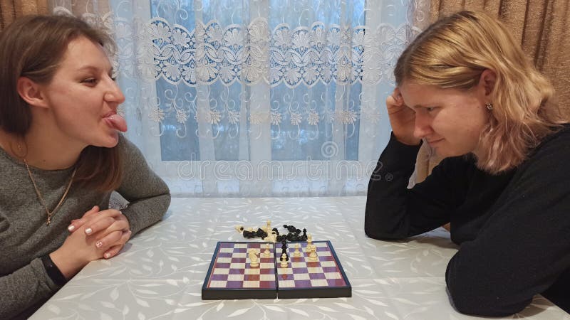 European Play Chess at Table Stock Photo - Image of offended, clever ...