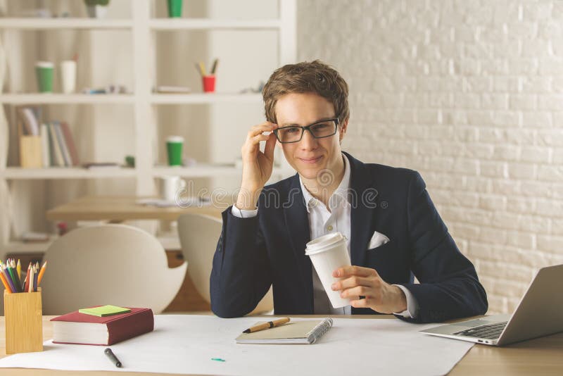 European Guy Working on Project Stock Image - Image of office, people ...