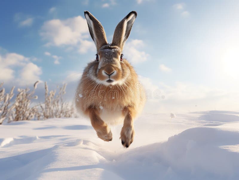 Ai Generated Illustration Wildlife Concept of European Hare Running ...