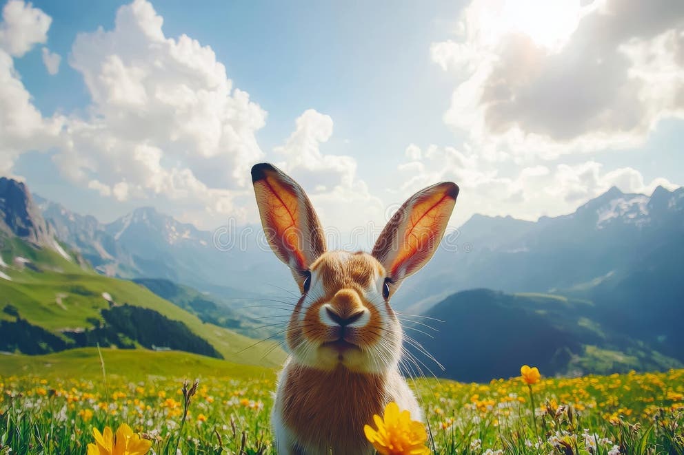 European Hare Standing in the Grass, Looking at the Camera Stock Image ...
