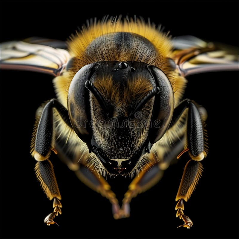 European Honey Bee Insect Macro Stock Illustration - Illustration of ...