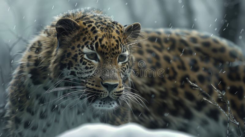 A European Ice Age Leopard in a Cinematic Setting. Stock Photo - Image ...