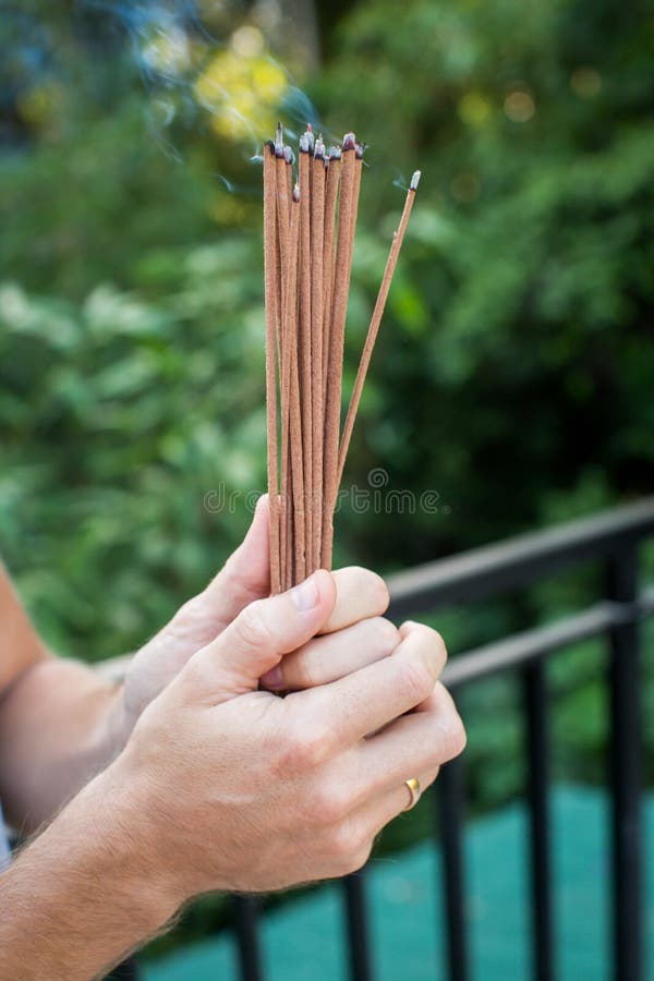 European Man Holding Incense in His Hand Stock Image - Image of faith ...