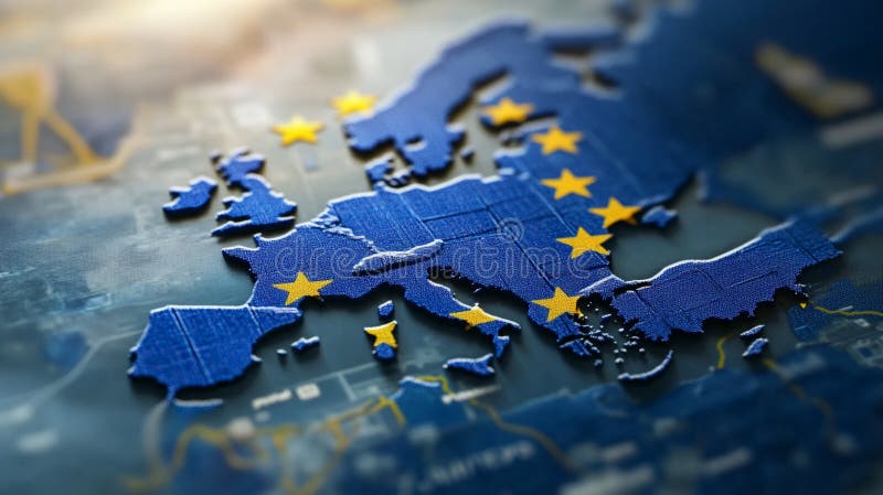 European Map with Stars, Symbolizing Unity and Cooperation Stock ...