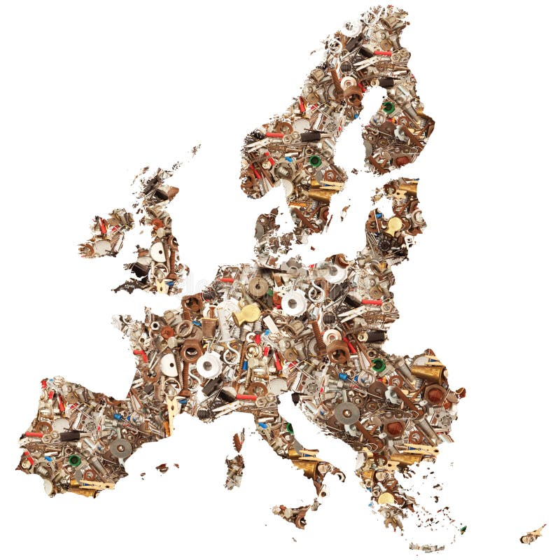 European Mechanical Map in White Background Stock Illustration ...